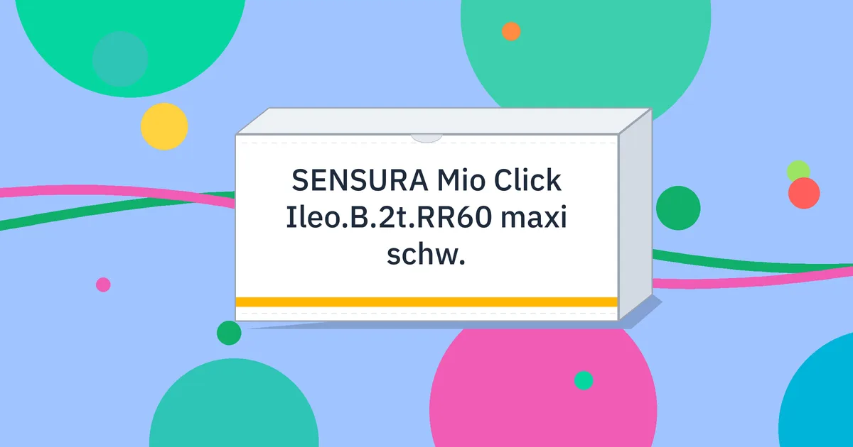 Symbolbild: Packung mit der Aufschrift SENSURA Mio Click Ileo.B.2t.RR60 maxi schw. (PZN 20323656) – Verfügbarkeit und Bezug in Apotheken in Frankfurt am Main