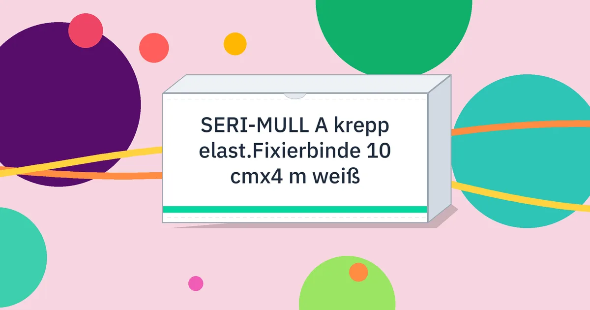 Symbolbild: Packung mit der Aufschrift SERI-MULL A krepp elast.Fixierbinde 10 cmx4 m weiß (PZN 14444723) – Verfügbarkeit und Bezug in Apotheken in Frankfurt am Main