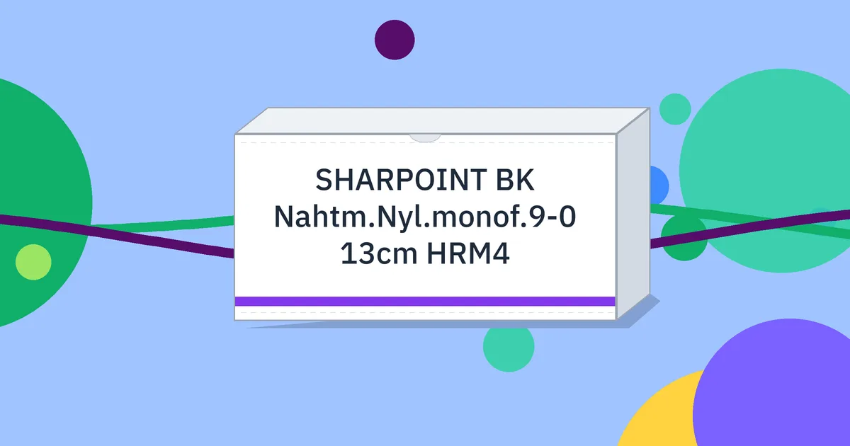 Symbolbild: Packung mit der Aufschrift SHARPOINT BK Nahtm.Nyl.monof.9-0 13cm HRM4 (PZN 17983544) – Verfügbarkeit und Bezug in Apotheken in Frankfurt am Main
