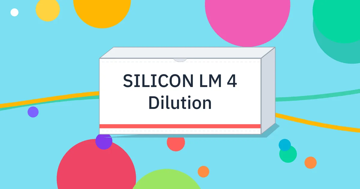 Symbolbild: Packung mit der Aufschrift SILICON LM 4 Dilution (PZN 13677951) – Verfügbarkeit und Bezug in Apotheken in Frankfurt am Main