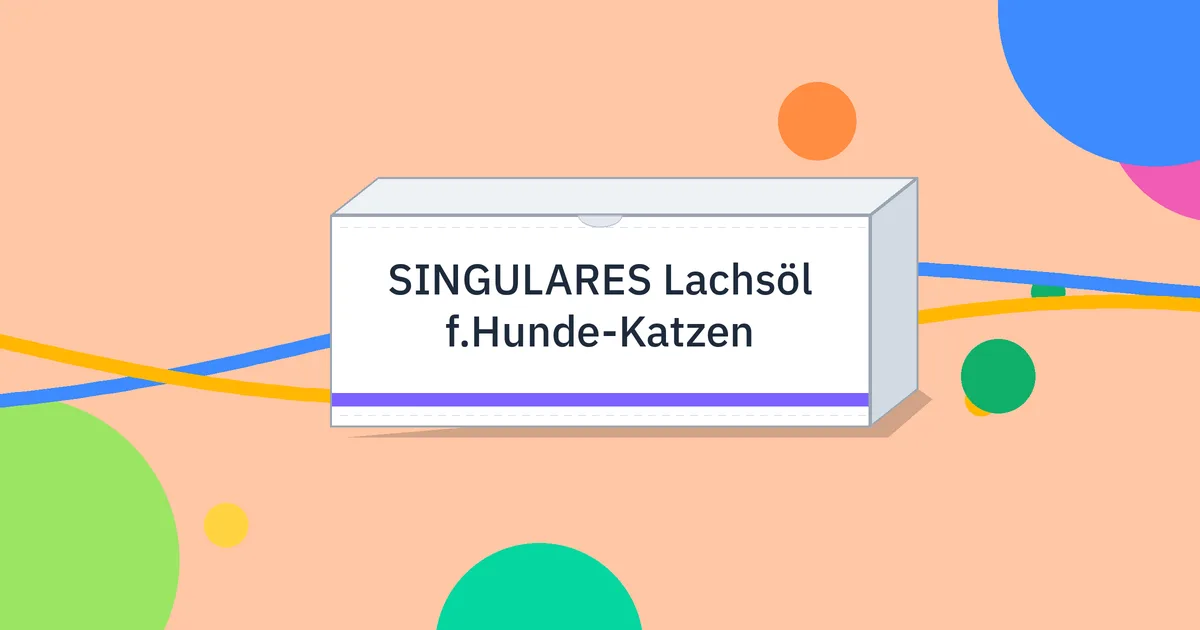 Symbolbild: Packung mit der Aufschrift SINGULARES Lachsöl f.Hunde-Katzen (PZN 12478221) – Verfügbarkeit und Bezug in Apotheken in Frankfurt am Main