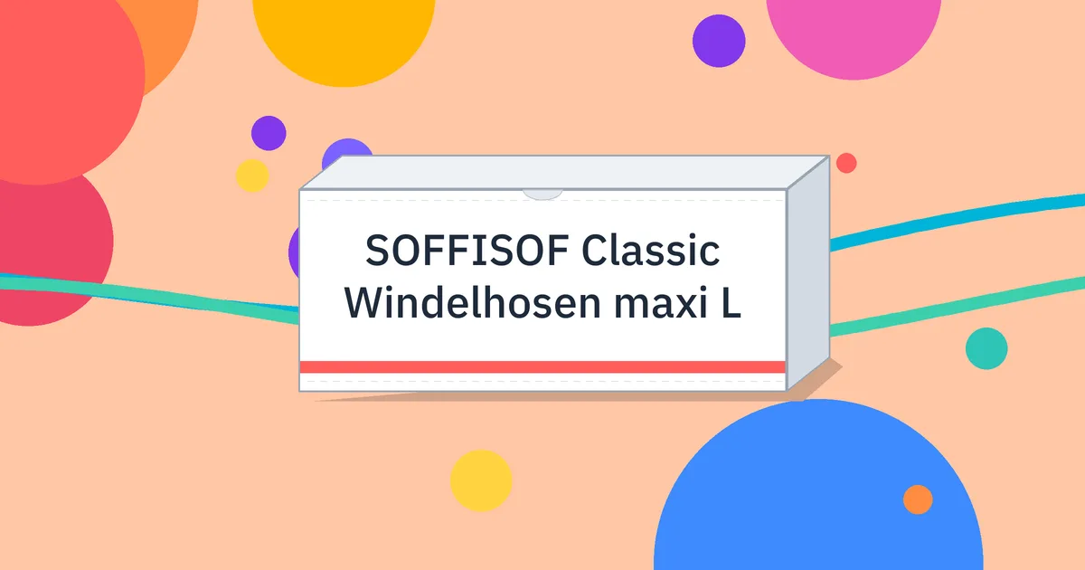 Symbolbild: Packung mit der Aufschrift SOFFISOF Classic Windelhosen maxi L (PZN 12566787) – Verfügbarkeit und Bezug in Apotheken in Frankfurt am Main