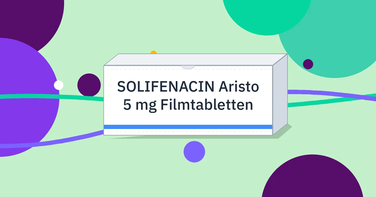 Symbolbild: Packung mit der Aufschrift SOLIFENACIN Aristo 5 mg Filmtabletten (PZN 15265402) – Verfügbarkeit und Bezug in Apotheken in Frankfurt am Main