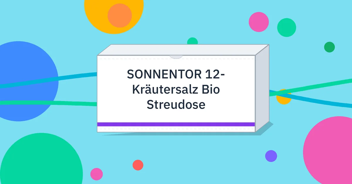 Symbolbild: Packung mit der Aufschrift SONNENTOR 12-Kräutersalz Bio Streudose (PZN 18902878) – Verfügbarkeit und Bezug in Apotheken in Frankfurt am Main