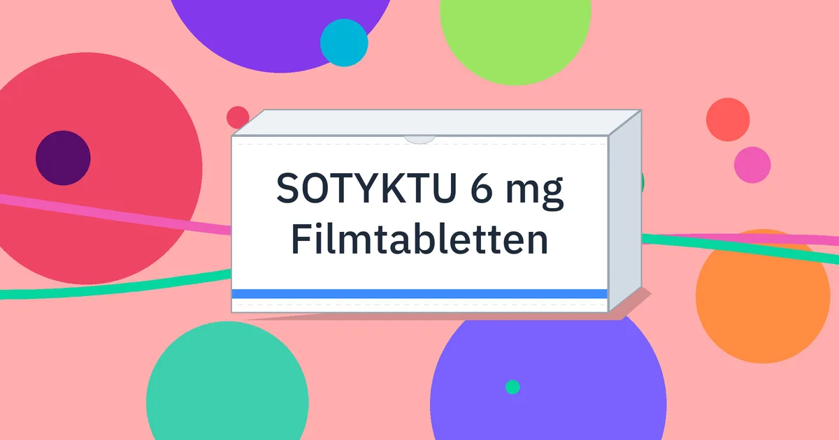 Symbolbild: Packung mit der Aufschrift SOTYKTU 6 mg Filmtabletten (PZN 18073809) – Verfügbarkeit und Bezug in Apotheken in Frankfurt am Main