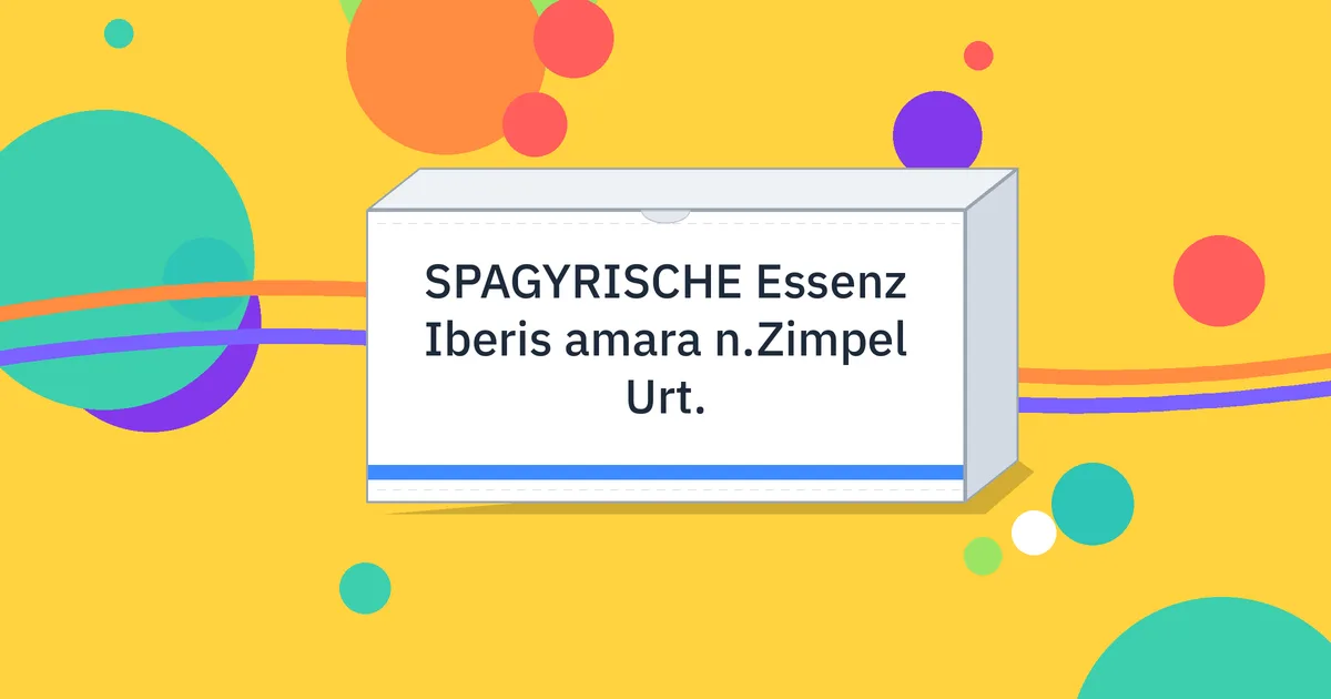 Symbolbild: Packung mit der Aufschrift SPAGYRISCHE Essenz Iberis amara n.Zimpel Urt. (PZN 10553125) – Verfügbarkeit und Bezug in Apotheken in Frankfurt am Main