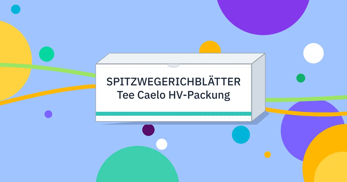 Symbolbild: Packung mit der Aufschrift SPITZWEGERICHBLÄTTER Tee Caelo HV-Packung (PZN 09505492) – Verfügbarkeit und Bezug in Apotheken in Frankfurt am Main