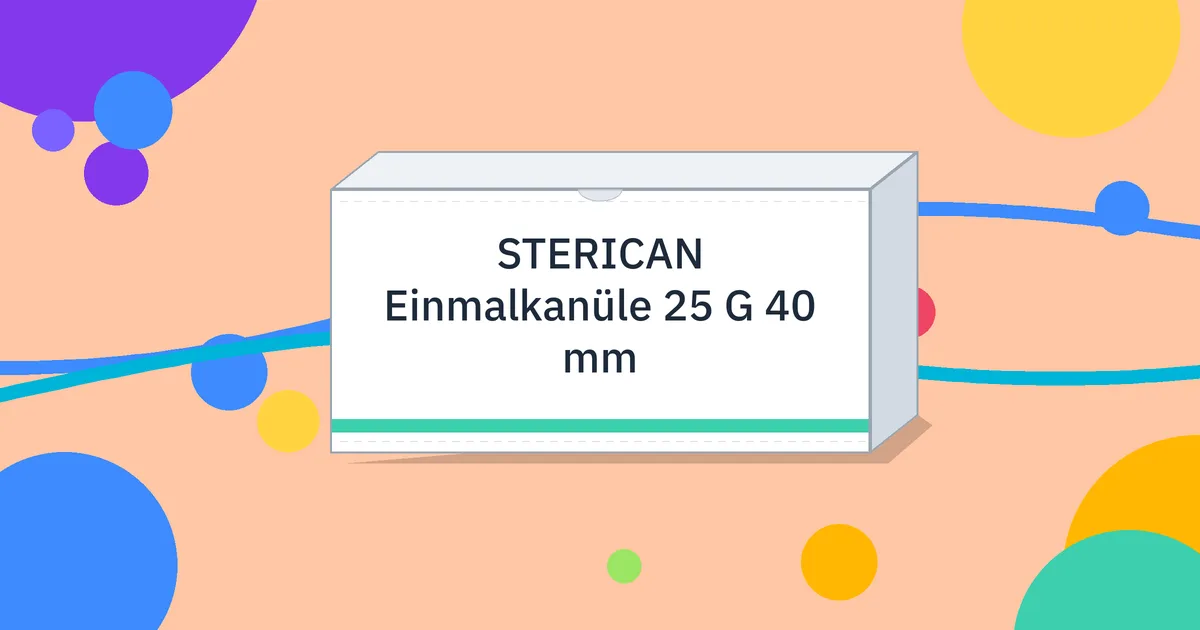Symbolbild: Packung mit der Aufschrift STERICAN Einmalkanüle 25 G 40 mm (PZN 18746409) – Verfügbarkeit und Bezug in Apotheken in Frankfurt am Main