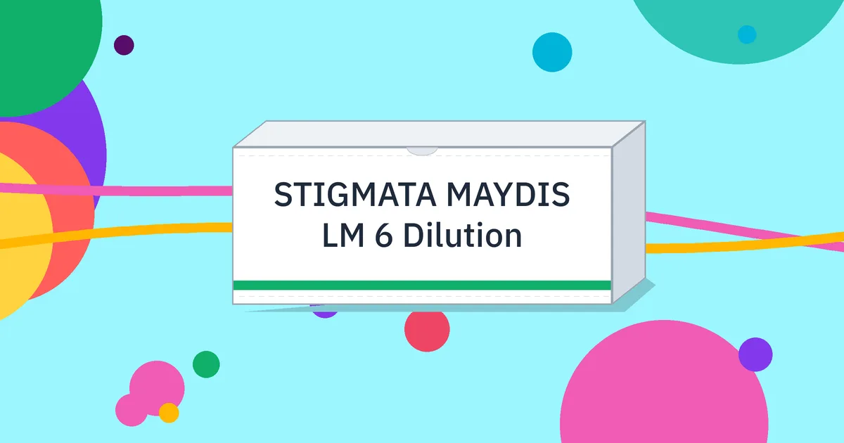 Symbolbild: Packung mit der Aufschrift STIGMATA MAYDIS LM 6 Dilution (PZN 13200829) – Verfügbarkeit und Bezug in Apotheken in Frankfurt am Main