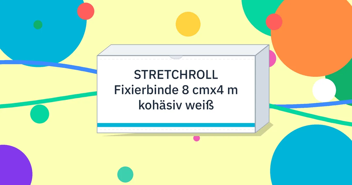 Symbolbild: Packung mit der Aufschrift STRETCHROLL Fixierbinde 8 cmx4 m kohäsiv weiß (PZN 05549216) – Verfügbarkeit und Bezug in Apotheken in Frankfurt am Main
