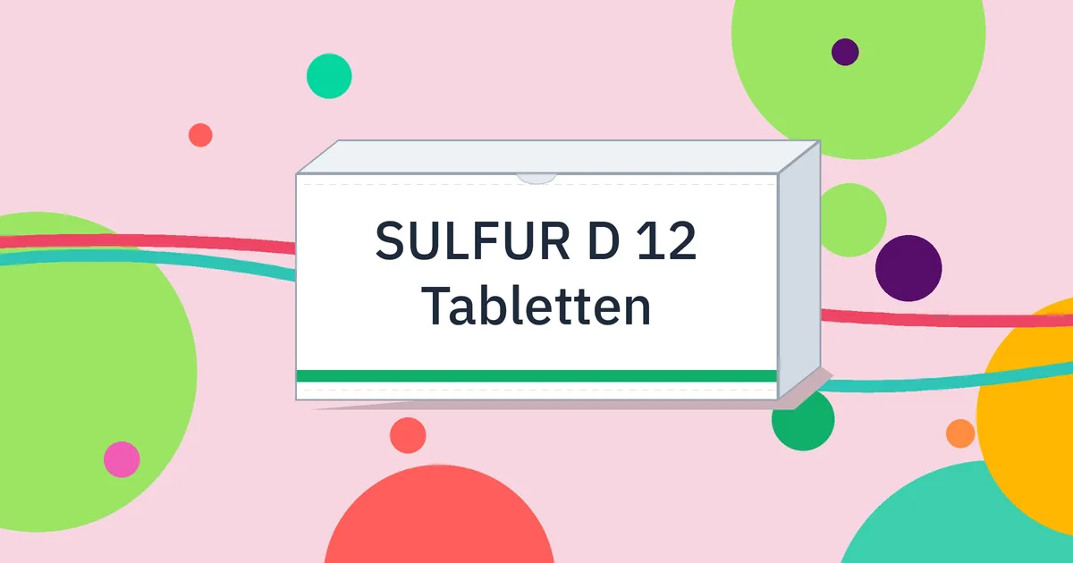 Symbolbild: Packung mit der Aufschrift SULFUR D 12 Tabletten (PZN 01787249) – Verfügbarkeit und Bezug in Apotheken in Frankfurt am Main