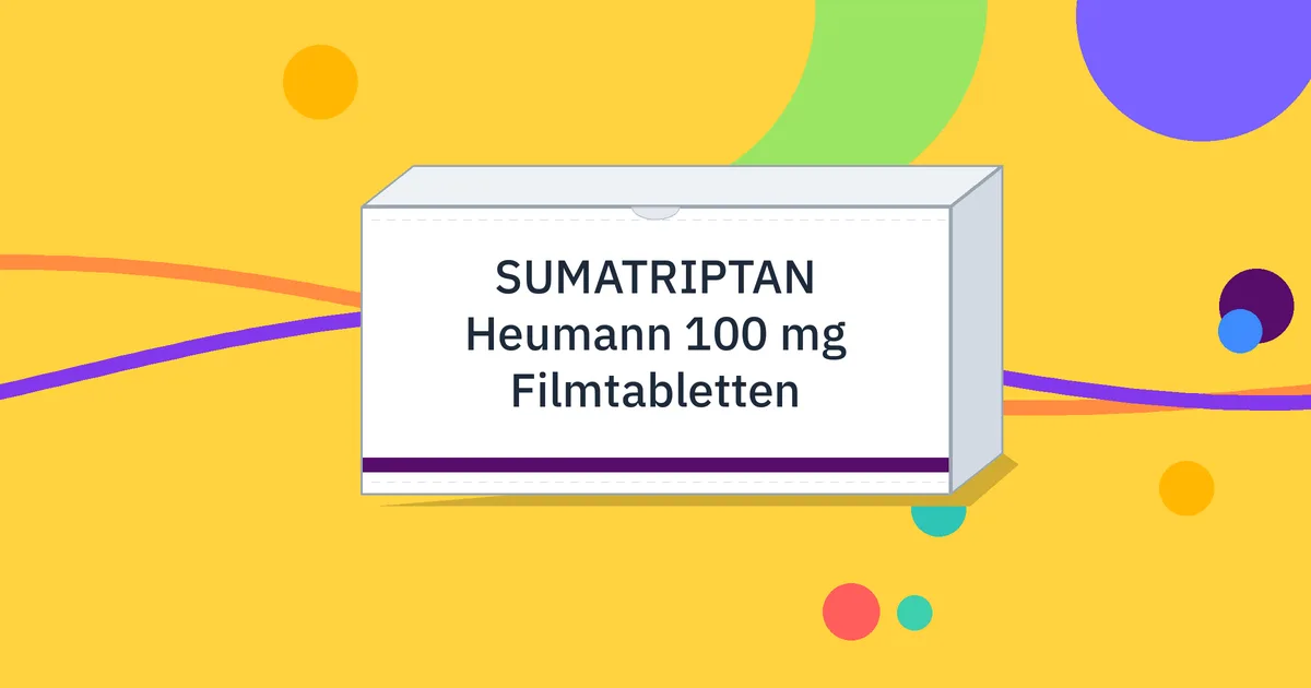 Symbolbild: Packung mit der Aufschrift SUMATRIPTAN Heumann 100 mg Filmtabletten (PZN 17438580) – Verfügbarkeit und Bezug in Apotheken in Frankfurt am Main