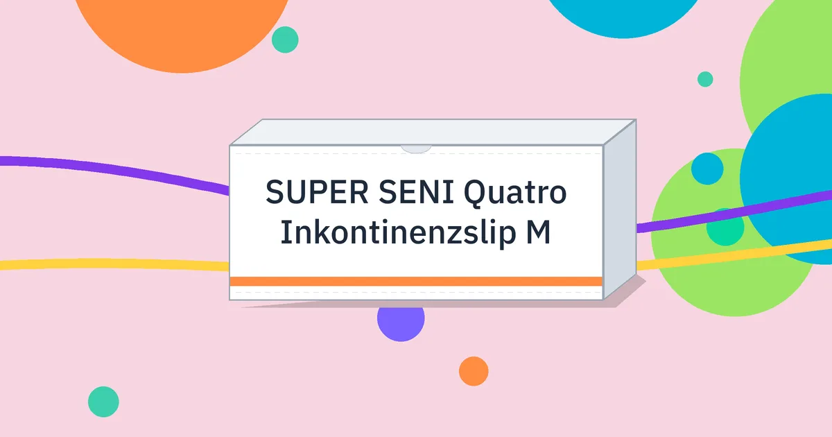 Symbolbild: Packung mit der Aufschrift SUPER SENI Quatro Inkontinenzslip M (PZN 03151099) – Verfügbarkeit und Bezug in Apotheken in Frankfurt am Main