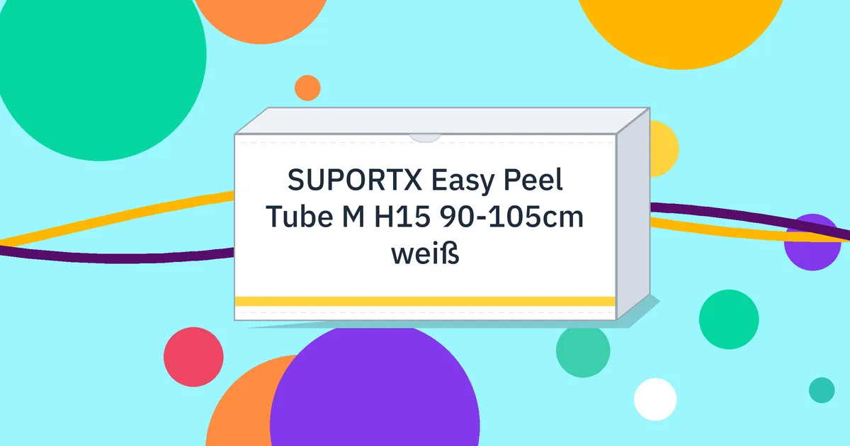 Symbolbild: Packung mit der Aufschrift SUPORTX Easy Peel Tube M H15 90-105cm weiß (PZN 09486582) – Verfügbarkeit und Bezug in Apotheken in Frankfurt am Main