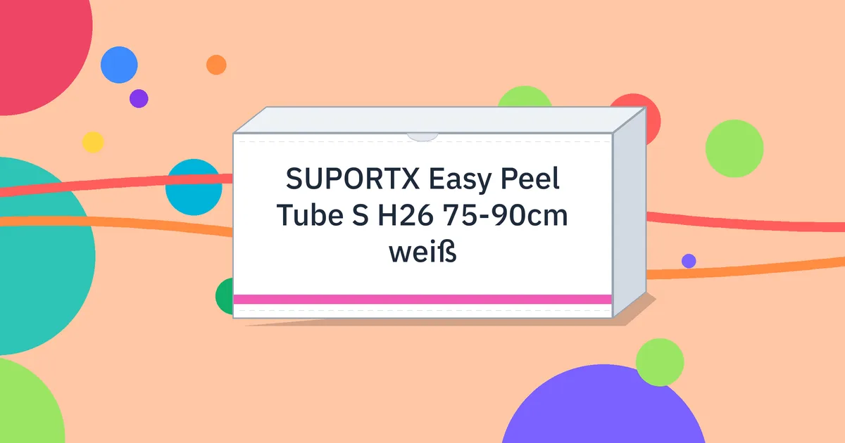 Symbolbild: Packung mit der Aufschrift SUPORTX Easy Peel Tube S H26 75-90cm weiß (PZN 09486843) – Verfügbarkeit und Bezug in Apotheken in Frankfurt am Main
