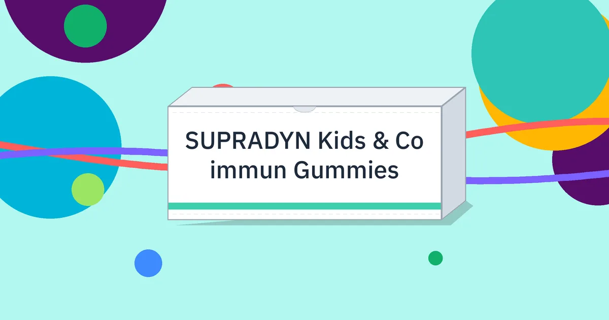 Symbolbild: Packung mit der Aufschrift SUPRADYN Kids & Co immun Gummies (PZN 16571851) – Verfügbarkeit und Bezug in Apotheken in Frankfurt am Main