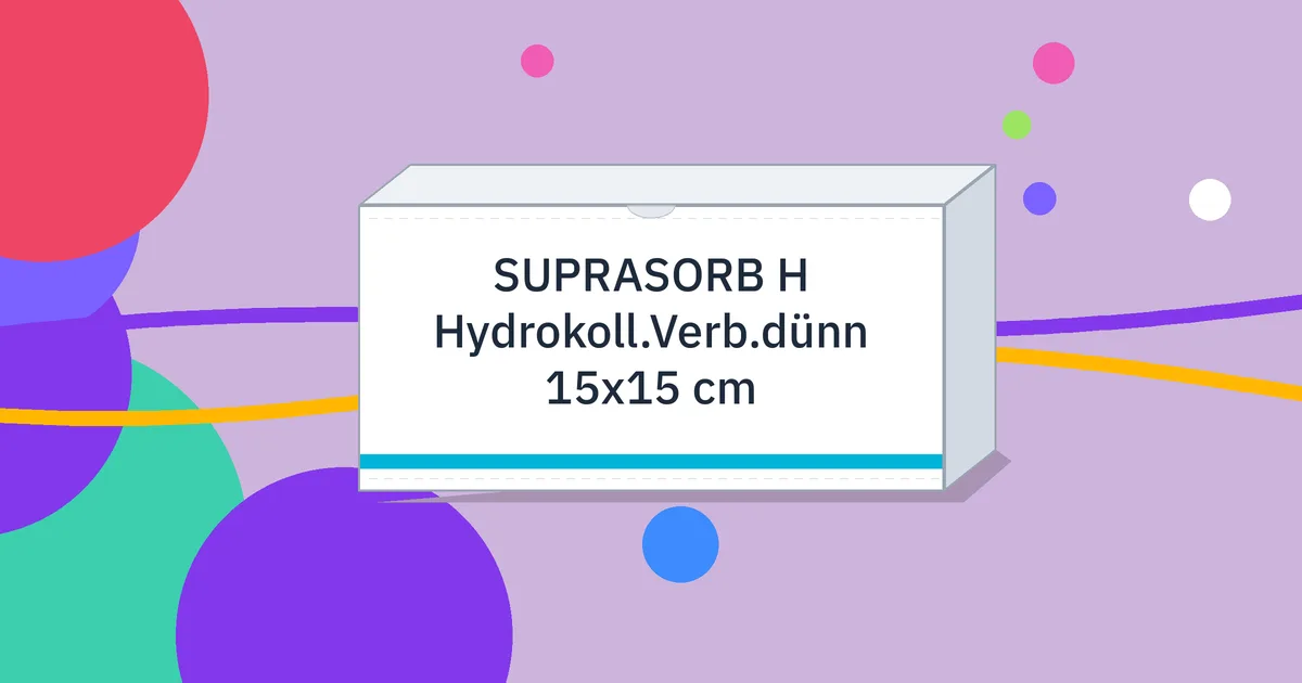 Symbolbild: Packung mit der Aufschrift SUPRASORB H Hydrokoll.Verb.dünn 15x15 cm (PZN 16668562) – Verfügbarkeit und Bezug in Apotheken in Frankfurt am Main
