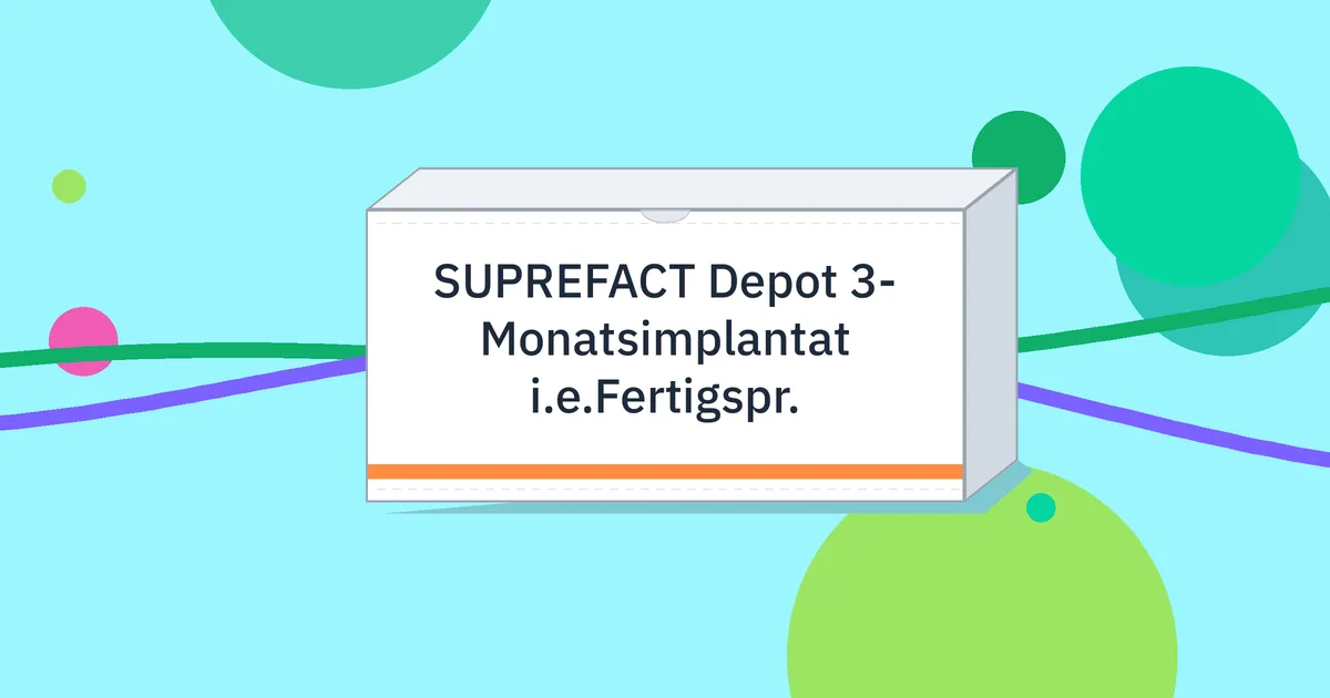 Symbolbild: Packung mit der Aufschrift SUPREFACT Depot 3-Monatsimplantat i.e.Fertigspr. (PZN 06078836) – Verfügbarkeit und Bezug in Apotheken in Frankfurt am Main