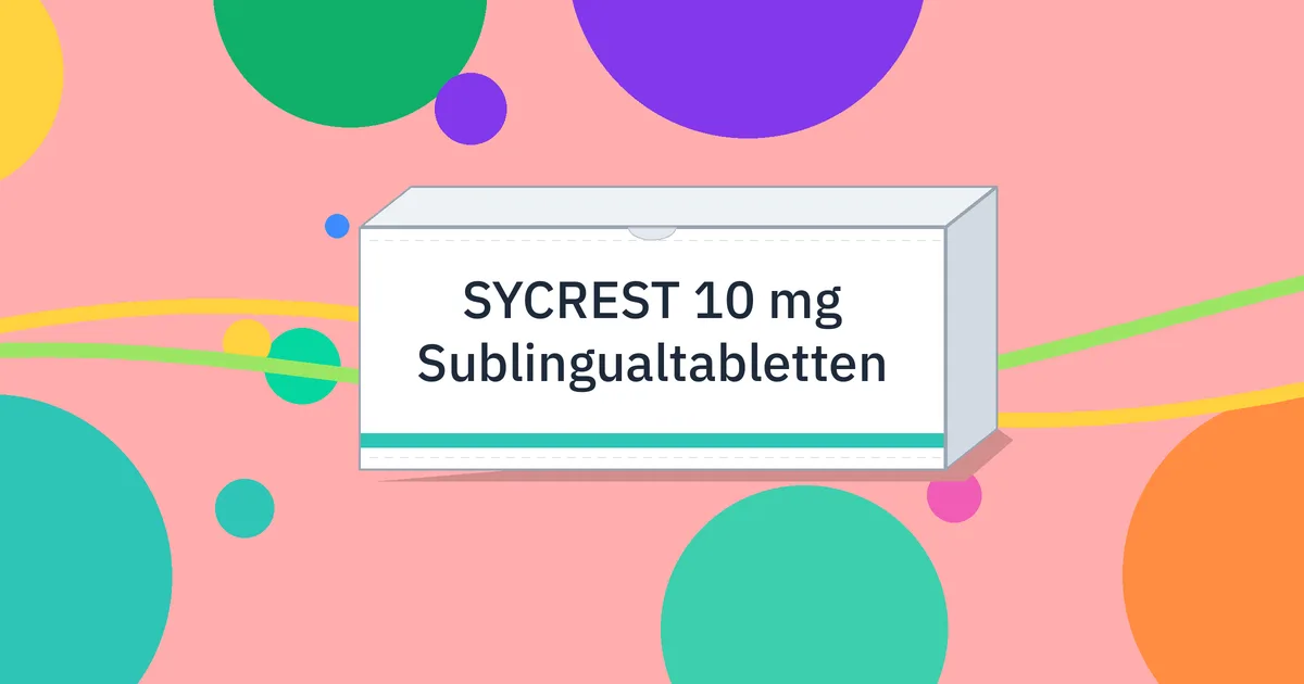 Symbolbild: Packung mit der Aufschrift SYCREST 10 mg Sublingualtabletten (PZN 09668685) – Verfügbarkeit und Bezug in Apotheken in Frankfurt am Main