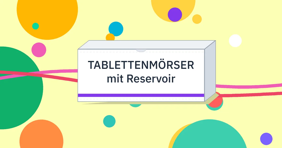 Symbolbild: Packung mit der Aufschrift TABLETTENMÖRSER mit Reservoir (PZN 01123294) – Verfügbarkeit und Bezug in Apotheken in Frankfurt am Main
