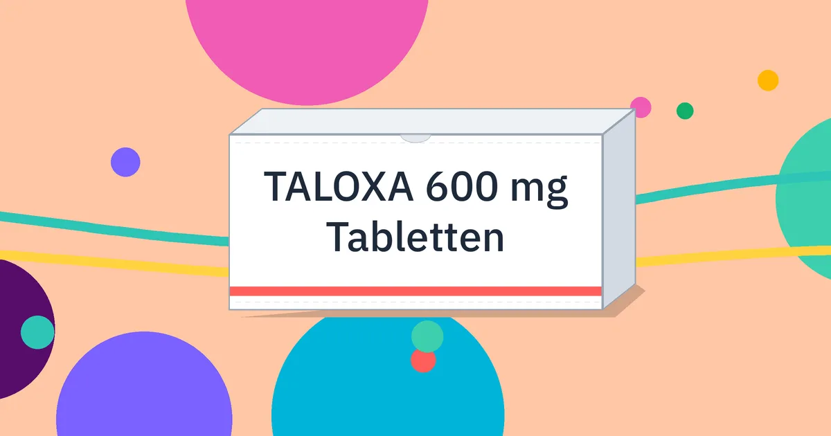 Symbolbild: Packung mit der Aufschrift TALOXA 600 mg Tabletten (PZN 15568350) – Verfügbarkeit und Bezug in Apotheken in Frankfurt am Main