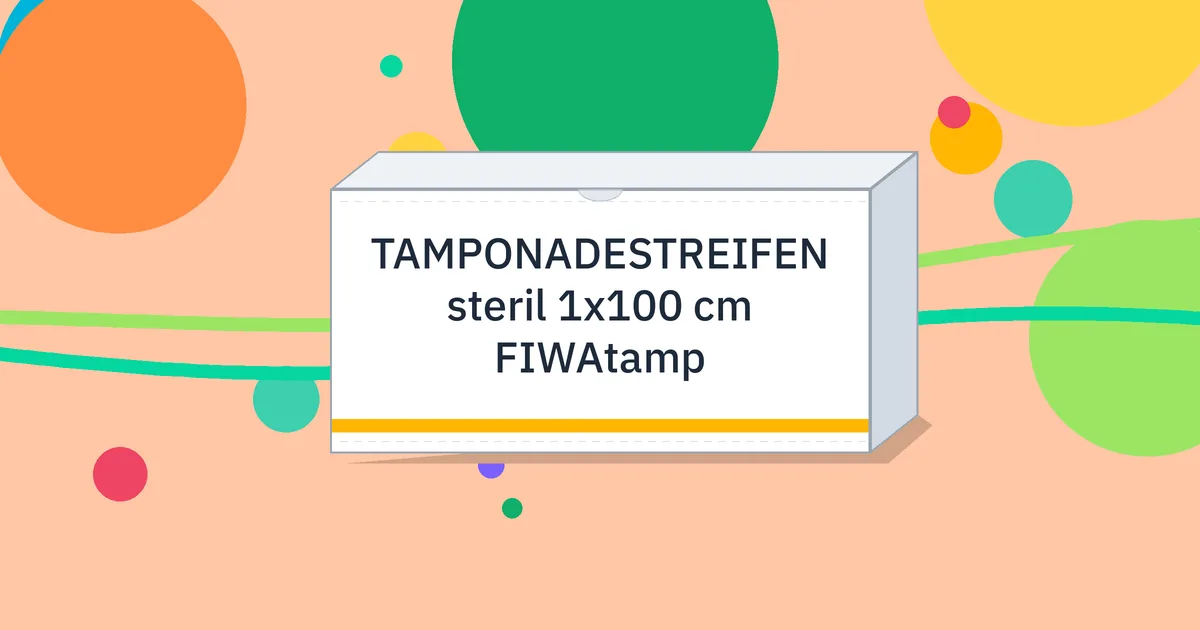 Symbolbild: Packung mit der Aufschrift TAMPONADESTREIFEN steril 1x100 cm FIWAtamp (PZN 11860102) – Verfügbarkeit und Bezug in Apotheken in Frankfurt am Main
