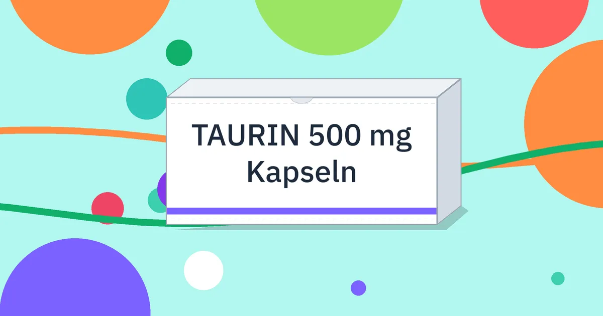 Symbolbild: Packung mit der Aufschrift TAURIN 500 mg Kapseln (PZN 17895685) – Verfügbarkeit und Bezug in Apotheken in Frankfurt am Main
