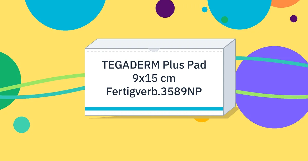 Symbolbild: Packung mit der Aufschrift TEGADERM Plus Pad 9x15 cm Fertigverb.3589NP (PZN 07194875) – Verfügbarkeit und Bezug in Apotheken in Frankfurt am Main