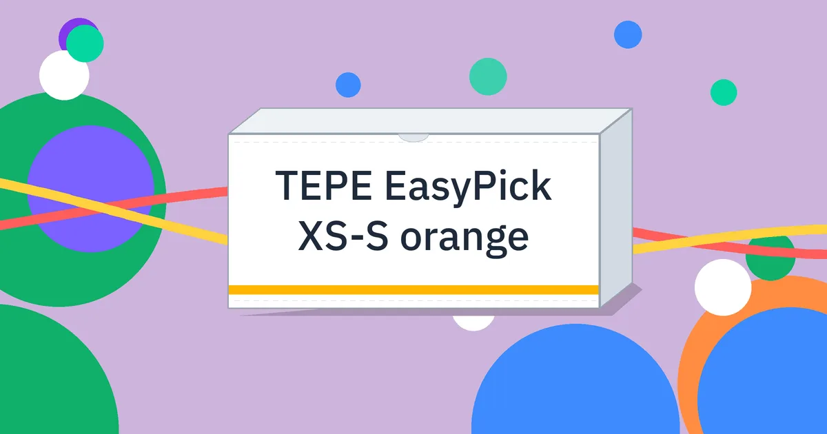 Symbolbild: Packung mit der Aufschrift TEPE EasyPick XS-S orange (PZN 10731992) – Verfügbarkeit und Bezug in Apotheken in Frankfurt am Main