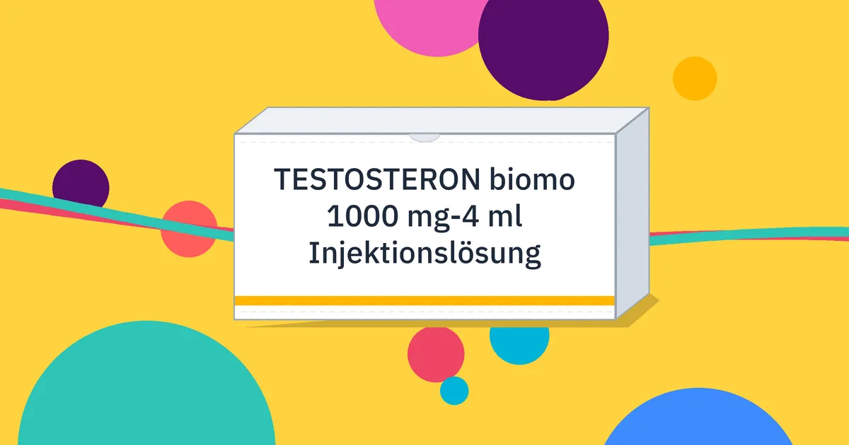 Symbolbild: Packung mit der Aufschrift TESTOSTERON biomo 1000 mg-4 ml Injektionslösung (PZN 20310582) – Verfügbarkeit und Bezug in Apotheken in Frankfurt am Main