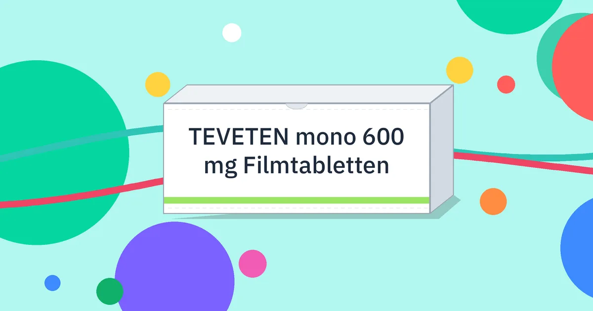 Symbolbild: Packung mit der Aufschrift TEVETEN mono 600 mg Filmtabletten (PZN 00754532) – Verfügbarkeit und Bezug in Apotheken in Frankfurt am Main