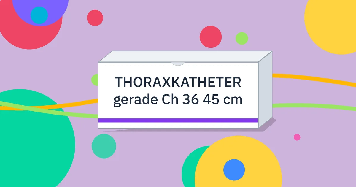 Symbolbild: Packung mit der Aufschrift THORAXKATHETER gerade Ch 36 45 cm (PZN 03049219) – Verfügbarkeit und Bezug in Apotheken in Frankfurt am Main