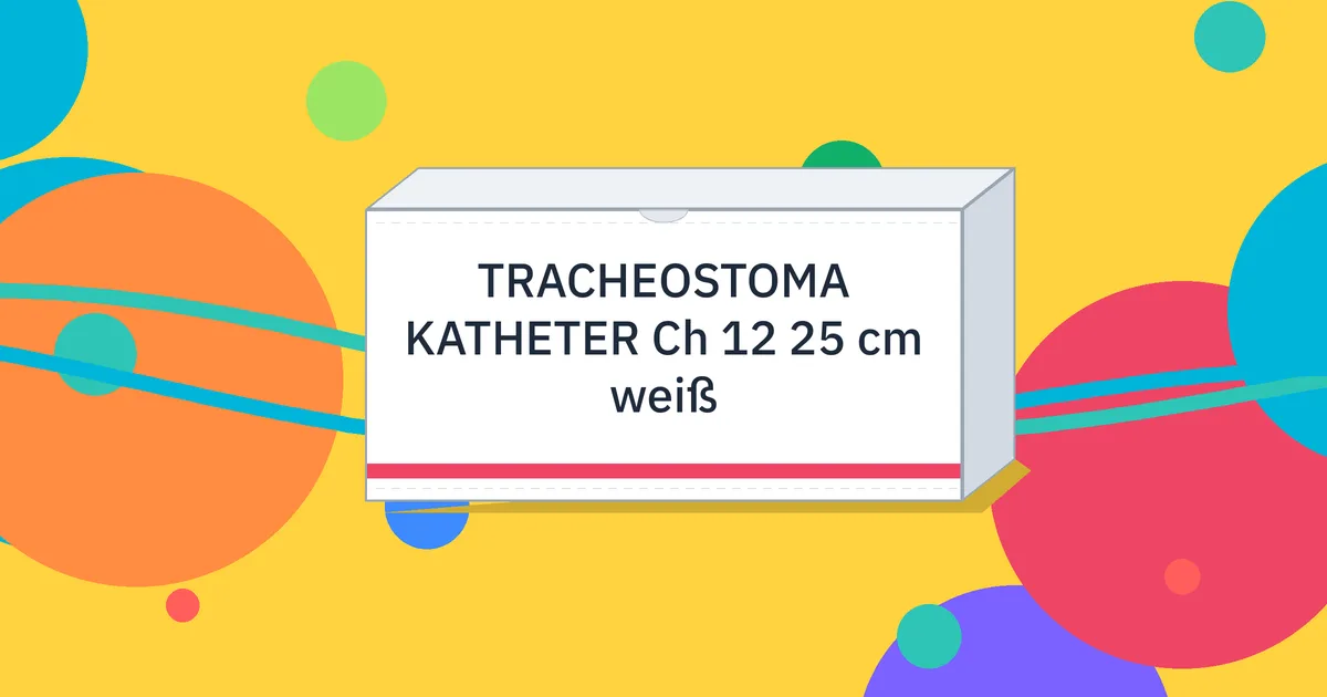 Symbolbild: Packung mit der Aufschrift TRACHEOSTOMA KATHETER Ch 12 25 cm weiß (PZN 10045825) – Verfügbarkeit und Bezug in Apotheken in Frankfurt am Main