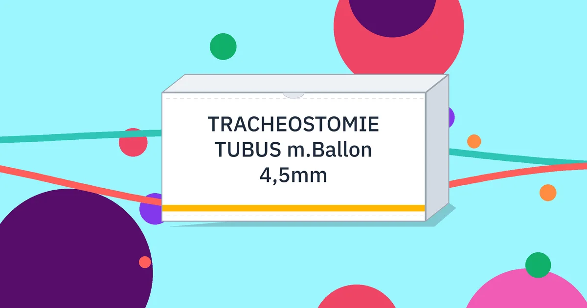 Symbolbild: Packung mit der Aufschrift TRACHEOSTOMIE TUBUS m.Ballon 4,5mm (PZN 12358646) – Verfügbarkeit und Bezug in Apotheken in Frankfurt am Main