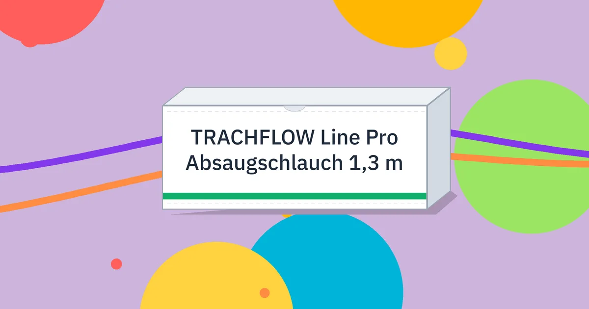 Symbolbild: Packung mit der Aufschrift TRACHFLOW Line Pro Absaugschlauch 1,3 m (PZN 11659498) – Verfügbarkeit und Bezug in Apotheken in Frankfurt am Main