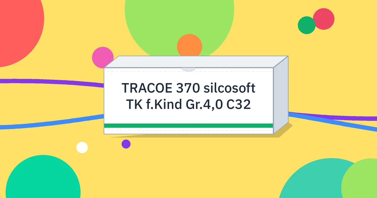 Symbolbild: Packung mit der Aufschrift TRACOE 370 silcosoft TK f.Kind Gr.4,0 C32 (PZN 14314386) – Verfügbarkeit und Bezug in Apotheken in Frankfurt am Main