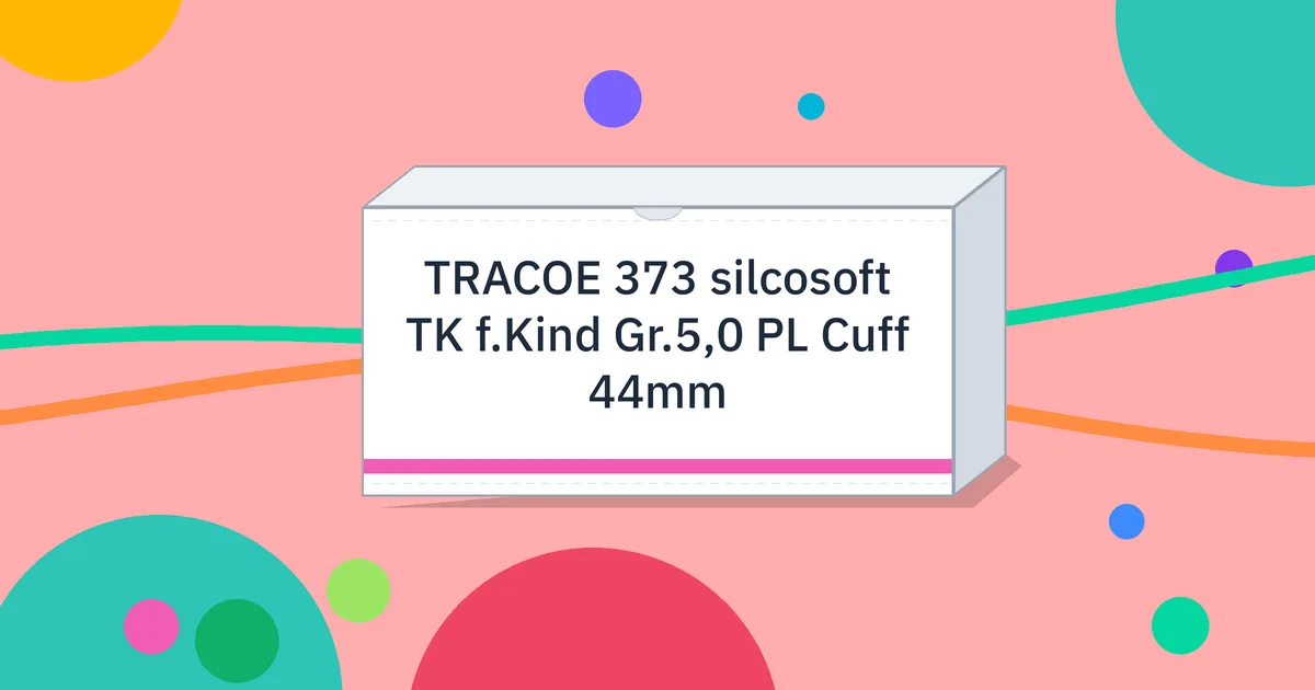 Symbolbild: Packung mit der Aufschrift TRACOE 373 silcosoft TK f.Kind Gr.5,0 PL Cuff 44mm (PZN 14317410) – Verfügbarkeit und Bezug in Apotheken in Frankfurt am Main