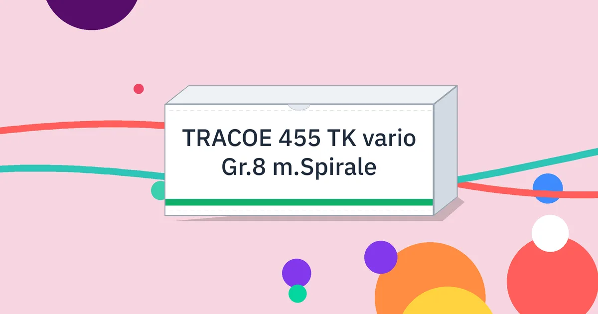 Symbolbild: Packung mit der Aufschrift TRACOE 455 TK vario Gr.8 m.Spirale (PZN 02363787) – Verfügbarkeit und Bezug in Apotheken in Frankfurt am Main