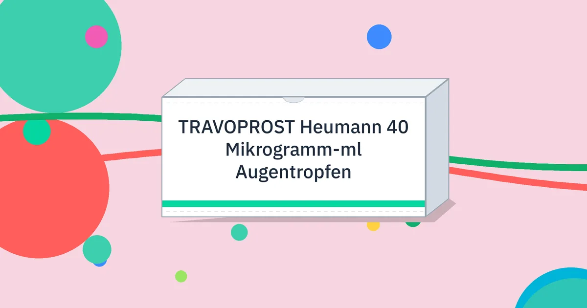 Symbolbild: Packung mit der Aufschrift TRAVOPROST Heumann 40 Mikrogramm-ml Augentropfen (PZN 14053282) – Verfügbarkeit und Bezug in Apotheken in Frankfurt am Main