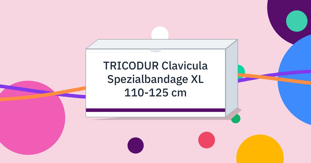 Symbolbild: Packung mit der Aufschrift TRICODUR Clavicula Spezialbandage XL 110-125 cm (PZN 03486285) – Verfügbarkeit und Bezug in Apotheken in Frankfurt am Main