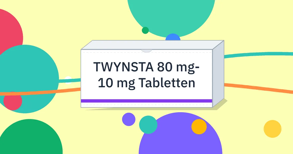 Symbolbild: Packung mit der Aufschrift TWYNSTA 80 mg-10 mg Tabletten (PZN 09404259) – Verfügbarkeit und Bezug in Apotheken in Frankfurt am Main
