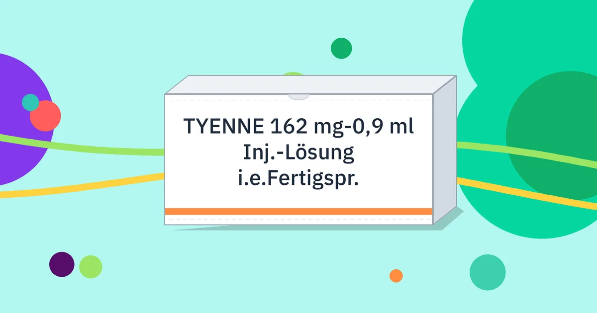 Symbolbild: Packung mit der Aufschrift TYENNE 162 mg-0,9 ml Inj.-Lösung i.e.Fertigspr. (PZN 19739682) – Verfügbarkeit und Bezug in Apotheken in Frankfurt am Main