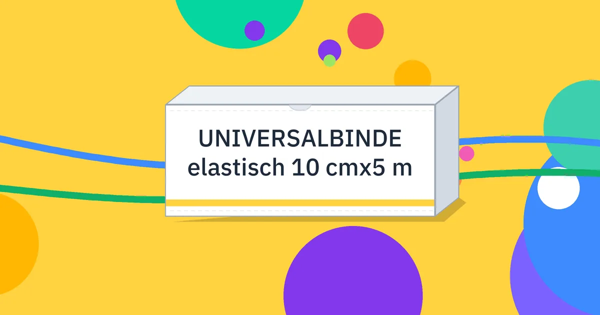 Symbolbild: Packung mit der Aufschrift UNIVERSALBINDE elastisch 10 cmx5 m (PZN 07200251) – Verfügbarkeit und Bezug in Apotheken in Frankfurt am Main