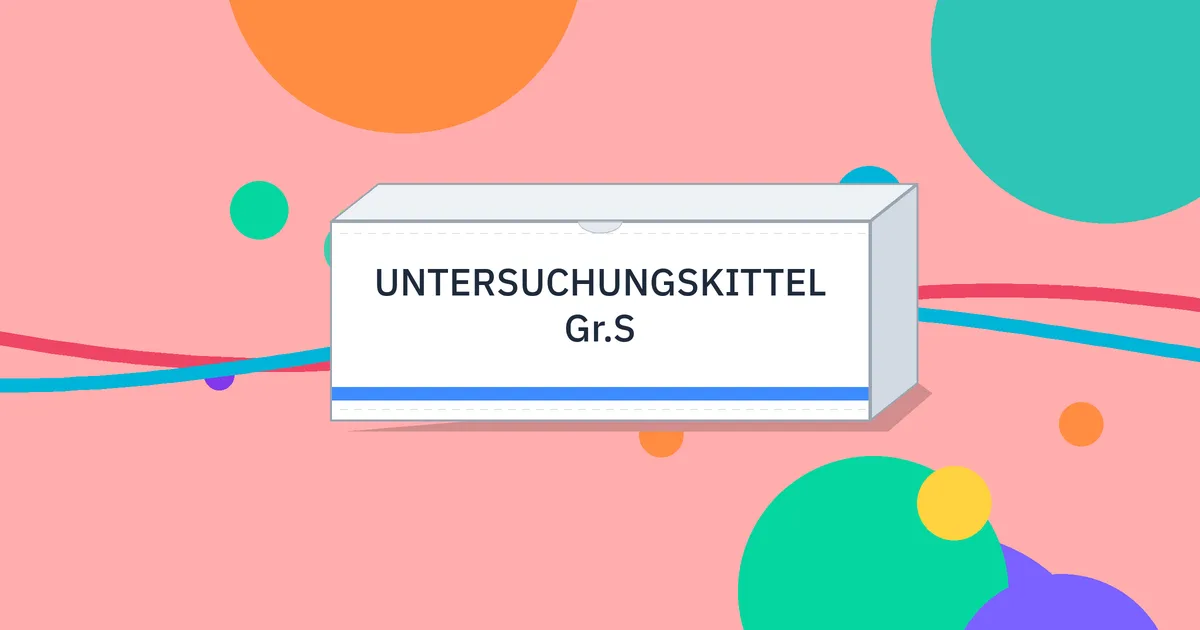 Symbolbild: Packung mit der Aufschrift UNTERSUCHUNGSKITTEL Gr.S (PZN 14374170) – Verfügbarkeit und Bezug in Apotheken in Frankfurt am Main