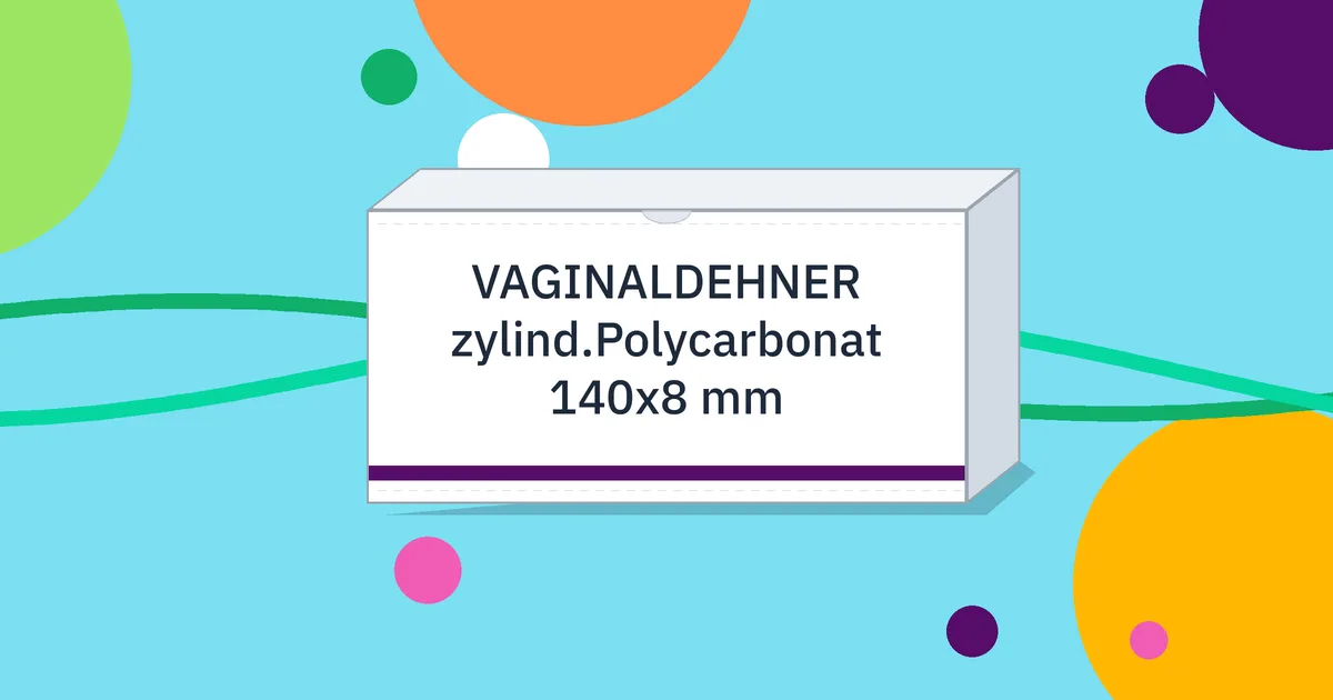 Symbolbild: Packung mit der Aufschrift VAGINALDEHNER zylind.Polycarbonat 140x8 mm (PZN 04021619) – Verfügbarkeit und Bezug in Apotheken in Frankfurt am Main