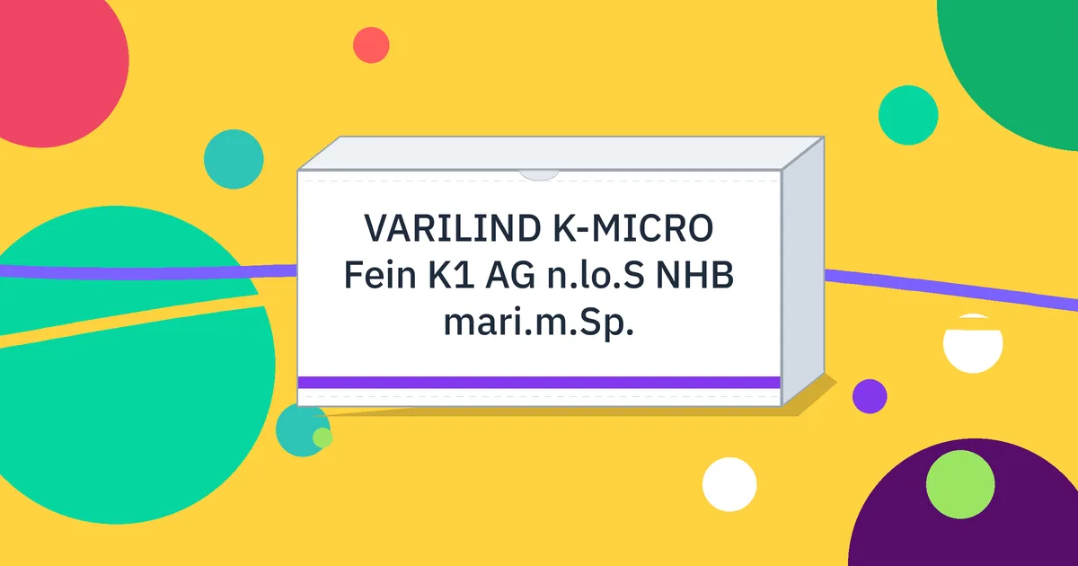 Symbolbild: Packung mit der Aufschrift VARILIND K-MICRO Fein K1 AG n.lo.S NHB mari.m.Sp. (PZN 20554775) – Verfügbarkeit und Bezug in Apotheken in Frankfurt am Main