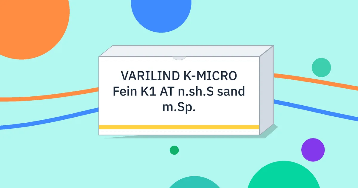 Symbolbild: Packung mit der Aufschrift VARILIND K-MICRO Fein K1 AT n.sh.S sand m.Sp. (PZN 20551558) – Verfügbarkeit und Bezug in Apotheken in Frankfurt am Main