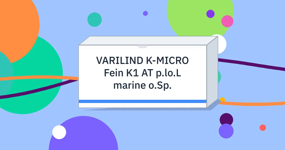 Symbolbild: Packung mit der Aufschrift VARILIND K-MICRO Fein K1 AT p.lo.L marine o.Sp. (PZN 20552316) – Verfügbarkeit und Bezug in Apotheken in Frankfurt am Main