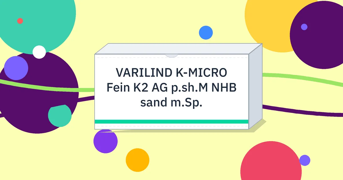Symbolbild: Packung mit der Aufschrift VARILIND K-MICRO Fein K2 AG p.sh.M NHB sand m.Sp. (PZN 20555852) – Verfügbarkeit und Bezug in Apotheken in Frankfurt am Main
