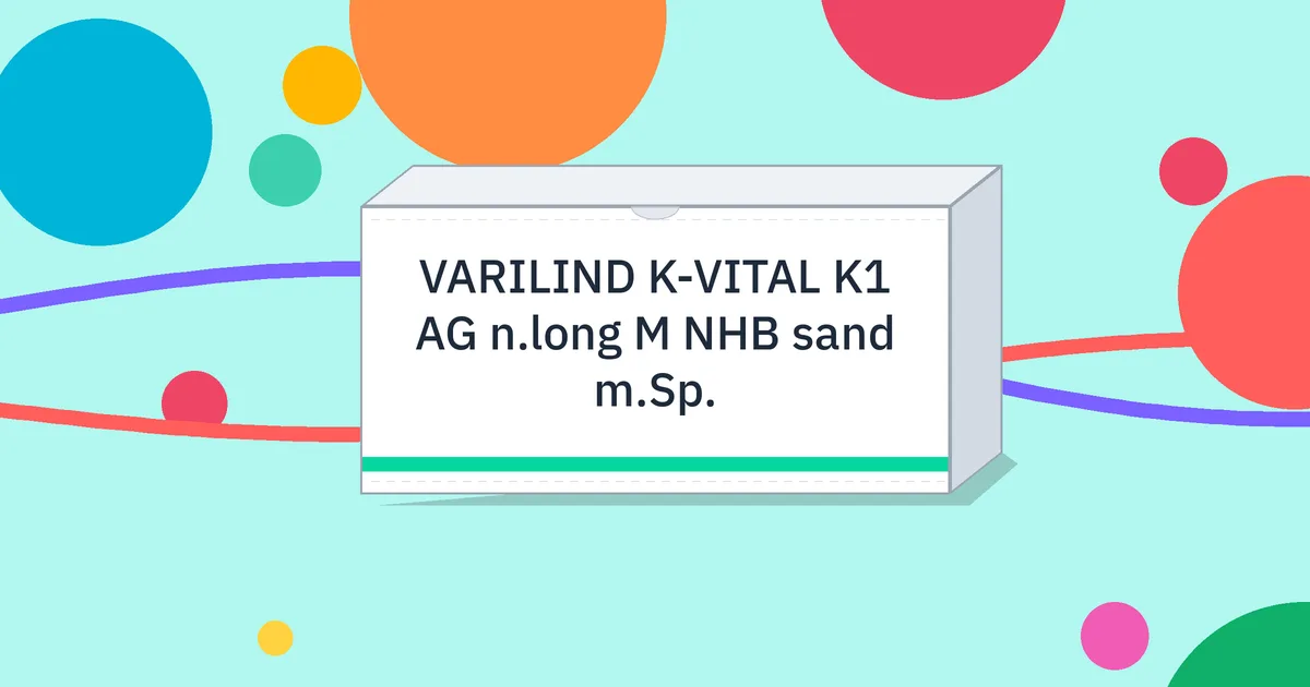 Symbolbild: Packung mit der Aufschrift VARILIND K-VITAL K1 AG n.long M NHB sand m.Sp. (PZN 20562705) – Verfügbarkeit und Bezug in Apotheken in Frankfurt am Main